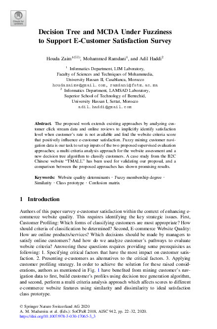 (PDF) Decision Tree and MCDA Under Fuzziness to Support E-Customer Satisfaction Survey