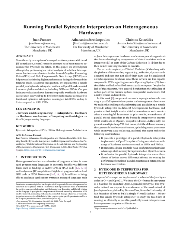 (PDF) Running parallel bytecode interpreters on heterogeneous hardware