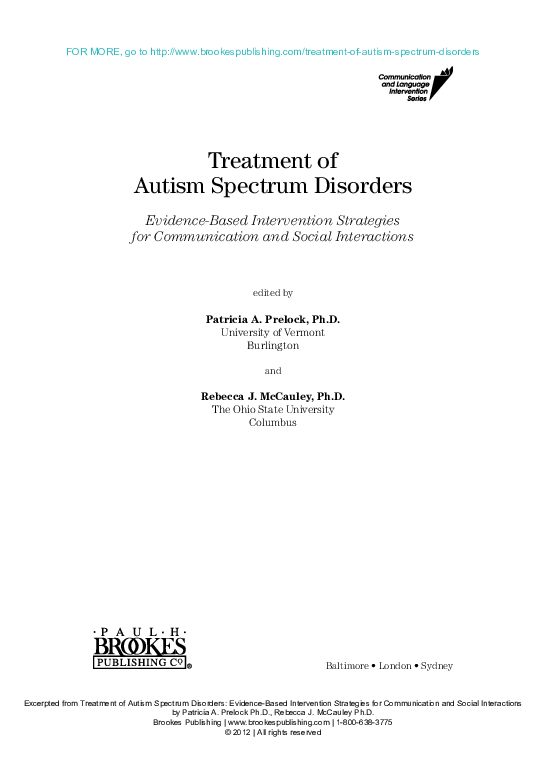 (PDF) Treatment of autism spectrum disorders : evidence-based ...