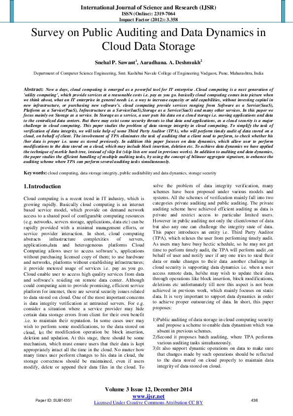 (PDF) Licensed Under Creative Commons Attribution CC BY Survey on Public Auditing and Data ...