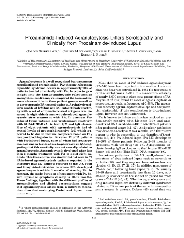 (PDF) Procainamide-Induced Agranulocytosis Differs Serologically and ...