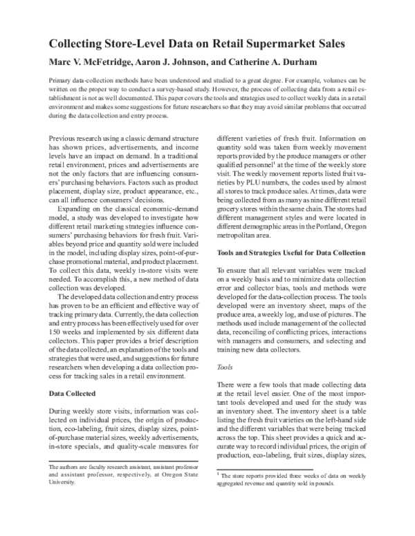 (PDF) Collecting store-level data on retail supermarket sales