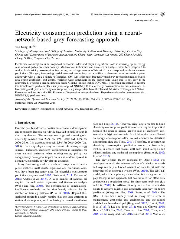 (PDF) Electricity consumption prediction using a neural-network-based ...