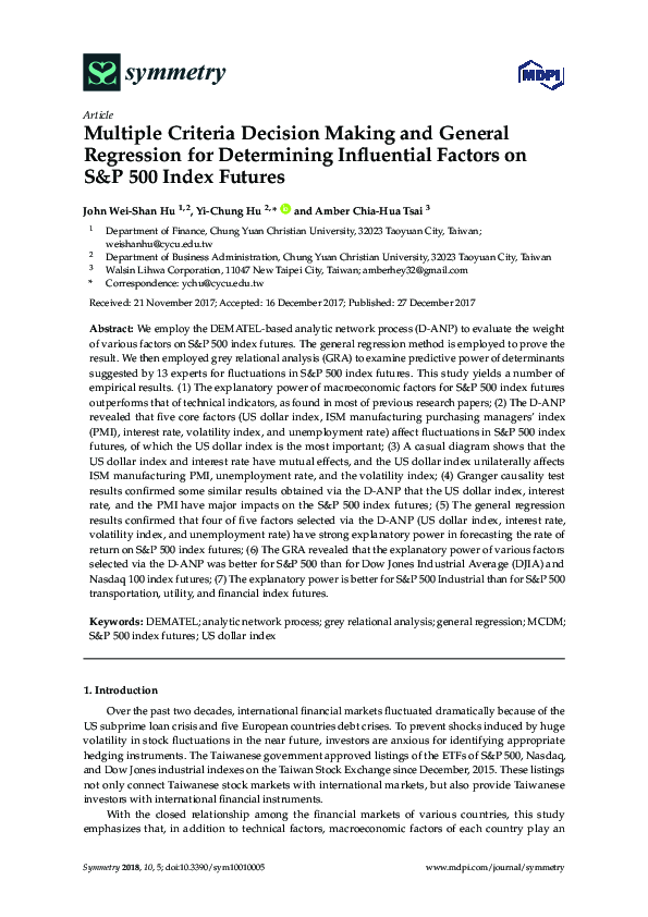 (PDF) Multiple Criteria Decision Making and General Regression for Determining Influential ...