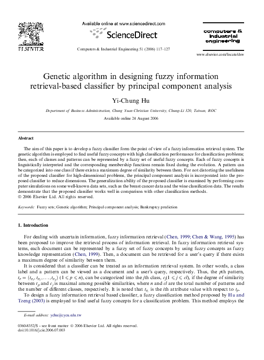 Pdf Genetic Algorithm In Designing Fuzzy Information Retrieval Based