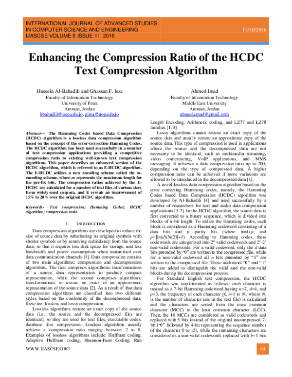 (PDF) Enhancing the Compression Ratio of the HCDC Text Compression ...
