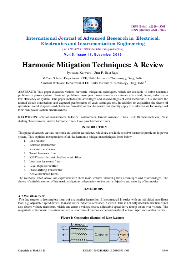 (PDF) Harmonic Mitigation Techniques: A Review