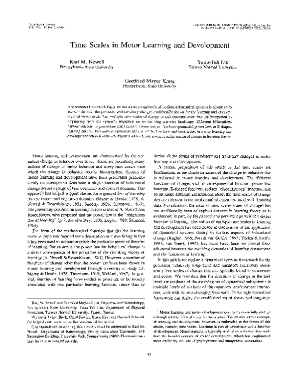 (PDF) Time scales in motor learning and development