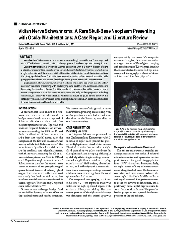 (PDF) Vidian Nerve Schwannoma with Ocular Symptoms