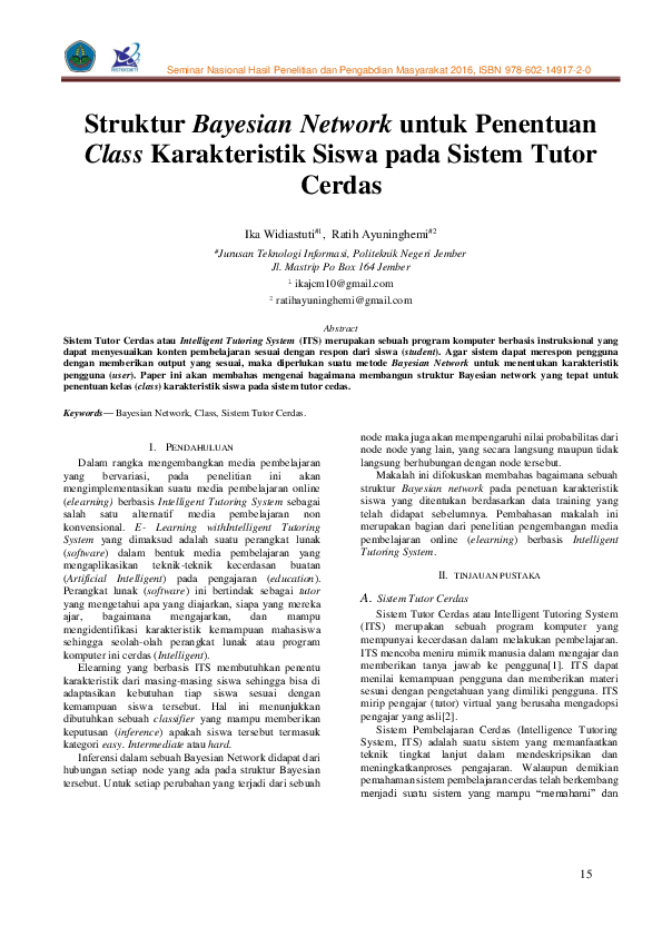 Pdf Struktur Bayesian Network Untuk Penentuan Class Karakteristik