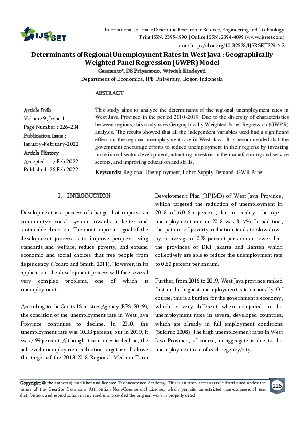 (PDF) Determinants of Regional Unemployment Rates in West Java ...