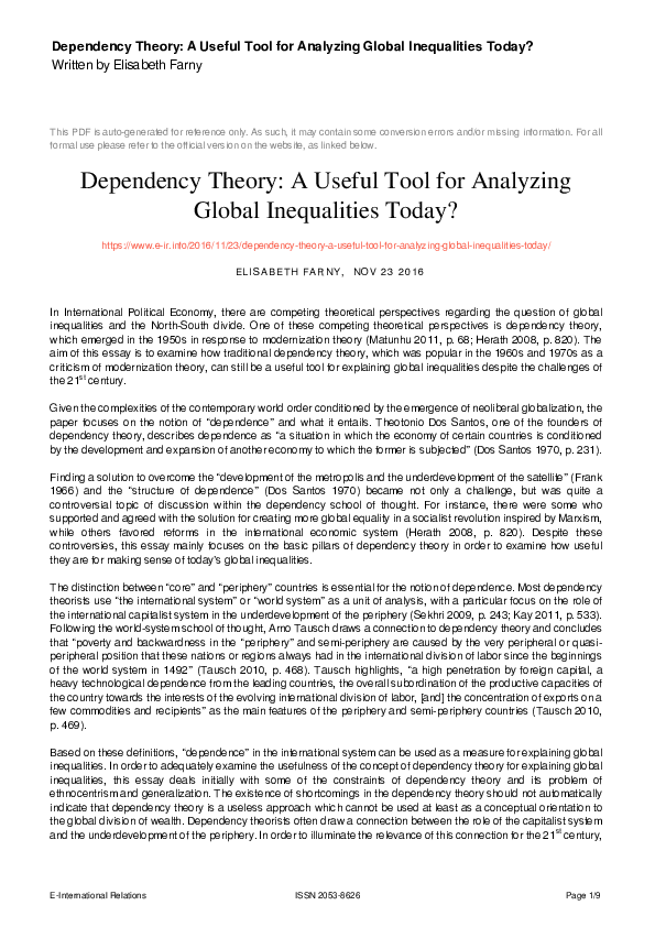 (PDF) Dependency Theory: A Useful Tool for Analyzing Global ...