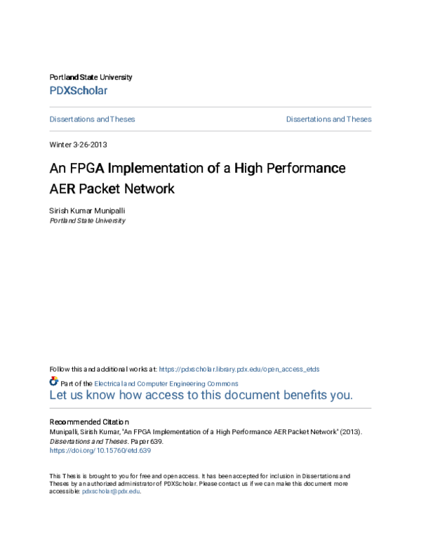 (PDF) An FPGA Implementation of a High Performance AER Packet Network ...