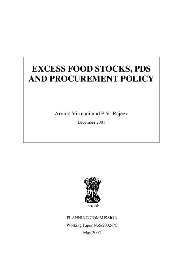 (PDF) Excess Food Stocks, PDS and Procurement Policy