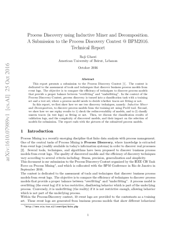 (PDF) Process Discovery using Inductive Miner and Decomposition | Raji ...