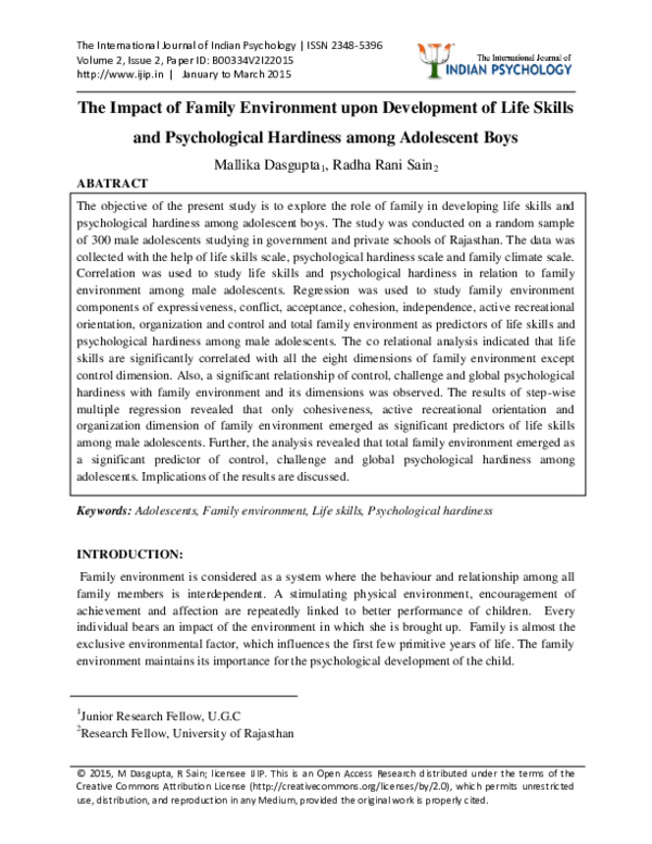 (PDF) The Impact of Family Environment upon Development of Life Skills ...
