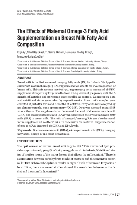(PDF) The effects of maternal omega-3 fatty acid supplementation on ...