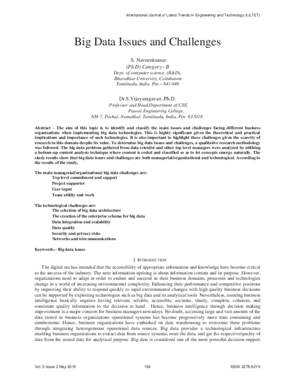 (PDF) Big Data Issues and Challenges