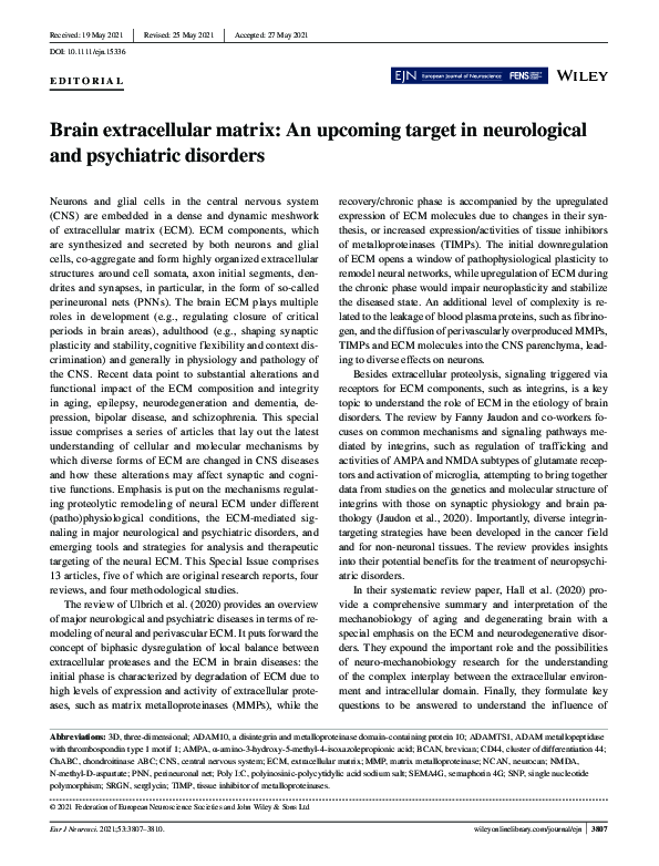(PDF) Brain extracellular matrix: An upcoming target in neurological ...