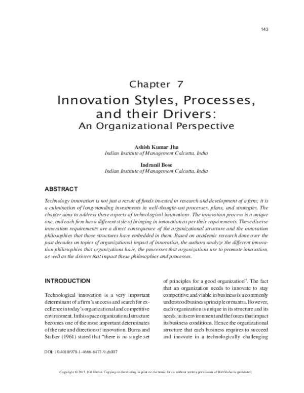 (PDF) Innovation Styles, Processes, and their Drivers