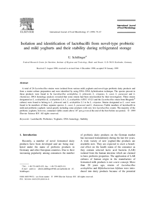 (PDF) Isolation and identification of lactobacilli from novel-type ...