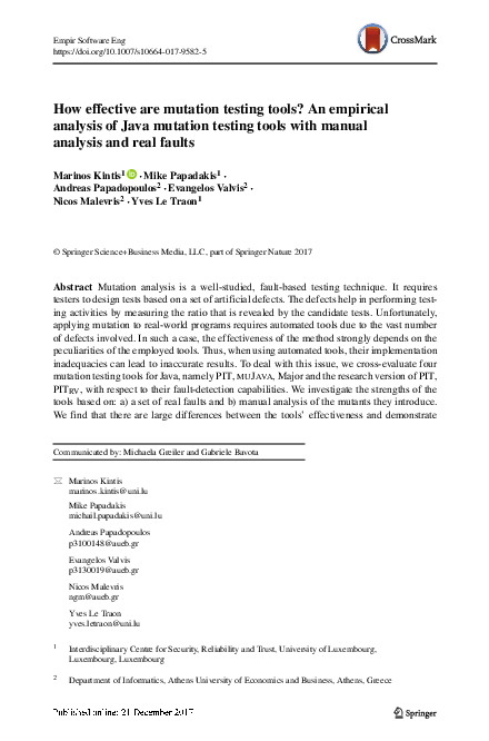 Pdf How Effective Are Mutation Testing Tools An Empirical Analysis Of Java Mutation Testing