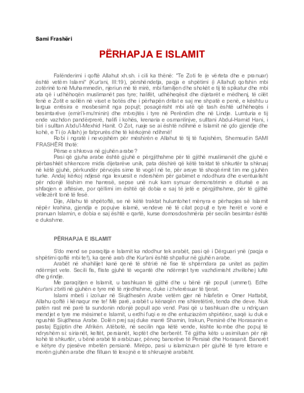(DOC) Sami Frasheri Perhapja e Islamit