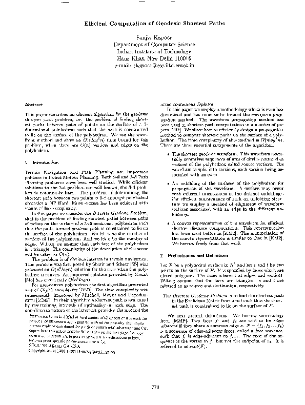Pdf Efficient Computation Of Geodesic Shortest Paths