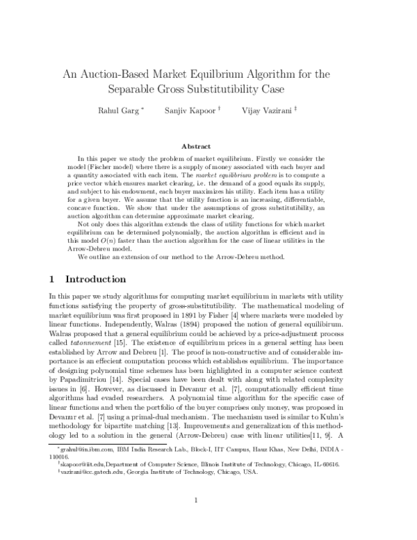 (PDF) An auction-based market equilbrium algorithm for the separable ...