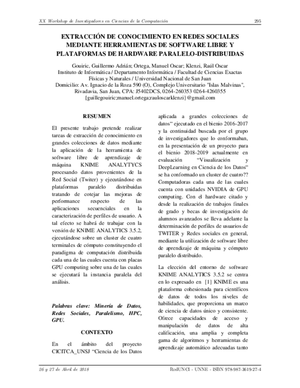 (PDF) Extracción de conocimiento en redes sociales mediante herramientas de software libre y ...