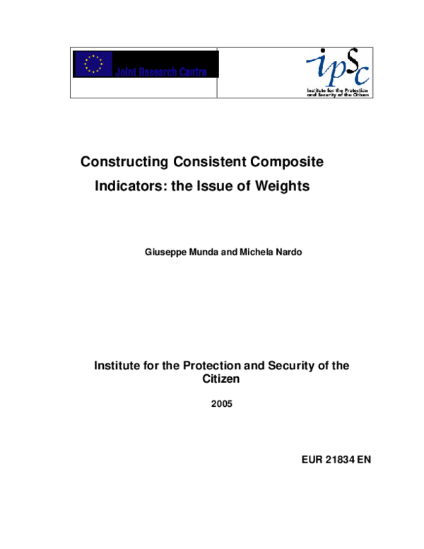 Pdf Constructing Consistent Composite Indicators The Issue Of Weights