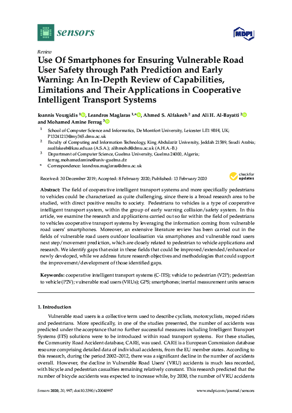 (PDF) Use Of Smartphones for Ensuring Vulnerable Road User Safety ...