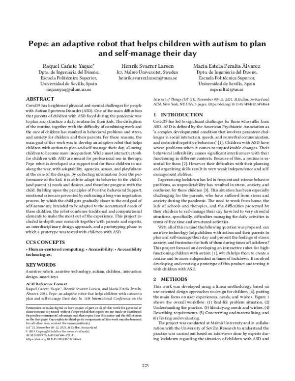 (PDF) Pepe: an adaptive robot that helps children with autism to plan ...
