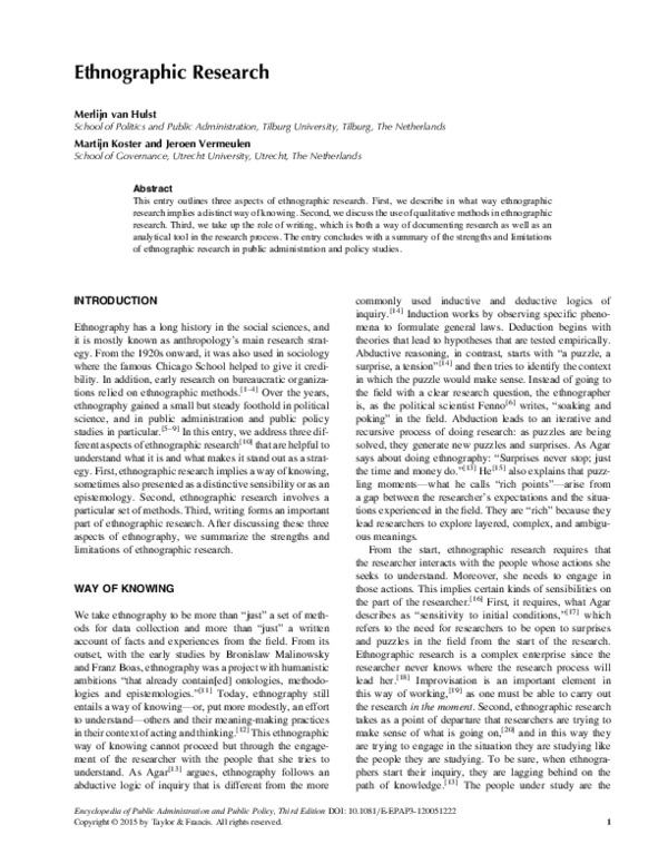 (PDF) Ethnographic Research