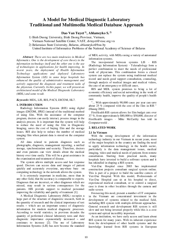 (PDF) A Model for Medical Diagnostic Laboratory Traditional and ...