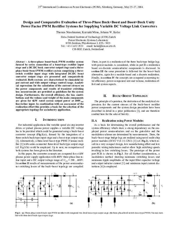 Pdf Design And Comparative Evaluation Of Three Phase Buck Boost And Boost Buck Unity Power