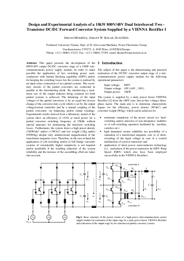 (PDF) Design and Experimental Analysis of a 10kW 800V/48V Dual ...