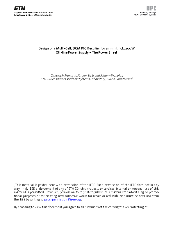 (PDF) Design of a multi-cell, DCM PFC rectifier for a 1mm thick, 200W ...