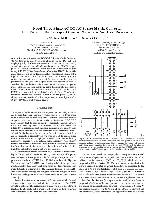 (PDF) Novel three-phase AC-DC-AC sparse matrix converter