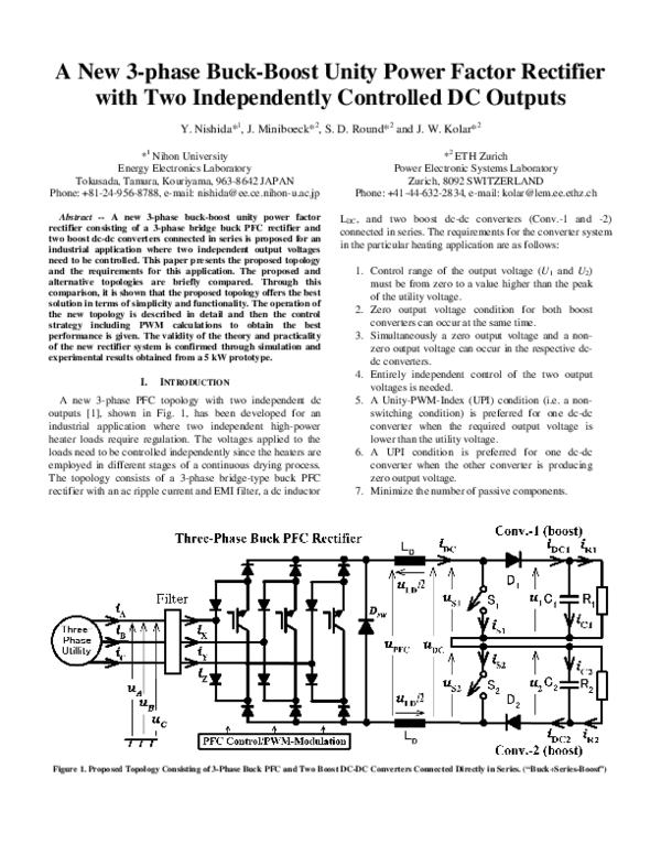 Pdf A New 3 Phase Buck Boost Unity Power Factor Rectifier With Two