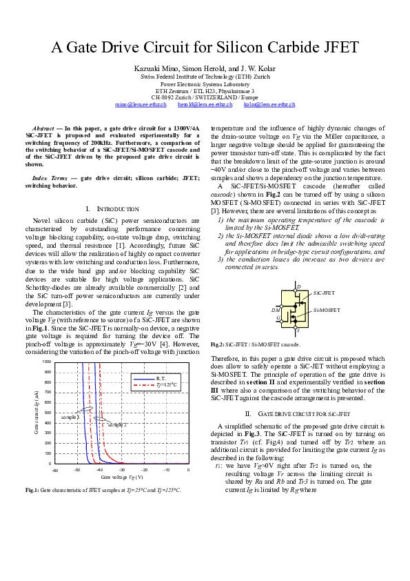 (PDF) A gate drive circuit for silicon carbide JFET