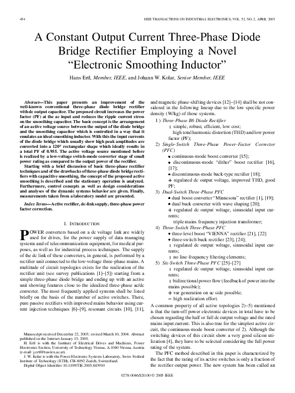 (PDF) A Constant Output Current Three-Phase Diode Bridge Rectifier ...