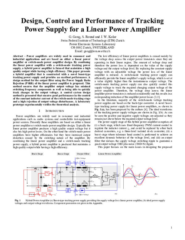 (PDF) Design, Control and Performance of Tracking Power Supply for a ...