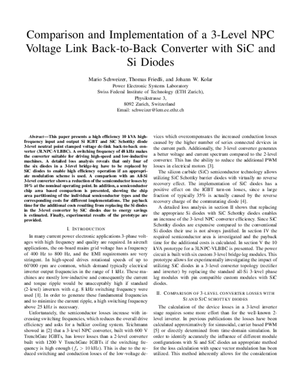 (PDF) Comparison and implementation of a 3-level NPC voltage link back ...