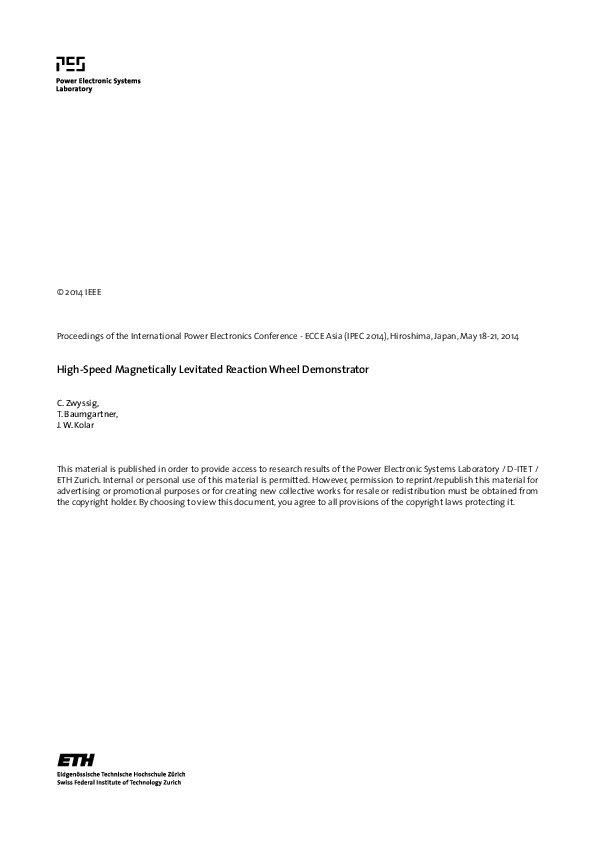 (PDF) High-speed magnetically levitated reaction wheel demonstrator