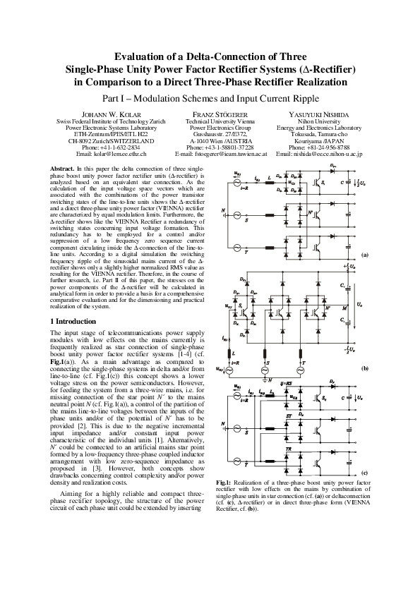 (PDF) Evaluation of a Delta-Connection of Three Single-Phase Unity Power Factor Rectifier ...