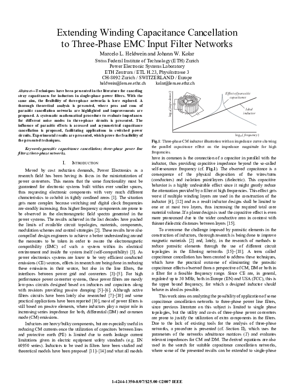 Pdf Extending Winding Capacitance Cancellation To Three Phase Emc Input Filter Networks