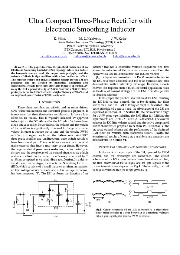 (PDF) Ultra compact three-phase rectifier with electronic smoothing ...