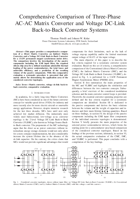 (PDF) Comprehensive comparison of three-phase AC-AC Matrix Converter ...