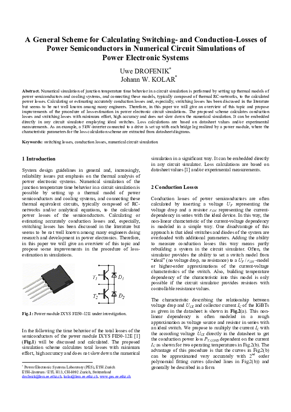 (PDF) A General Scheme for Calculating Switching- and Conduction-Losses of Power Semiconductors ...